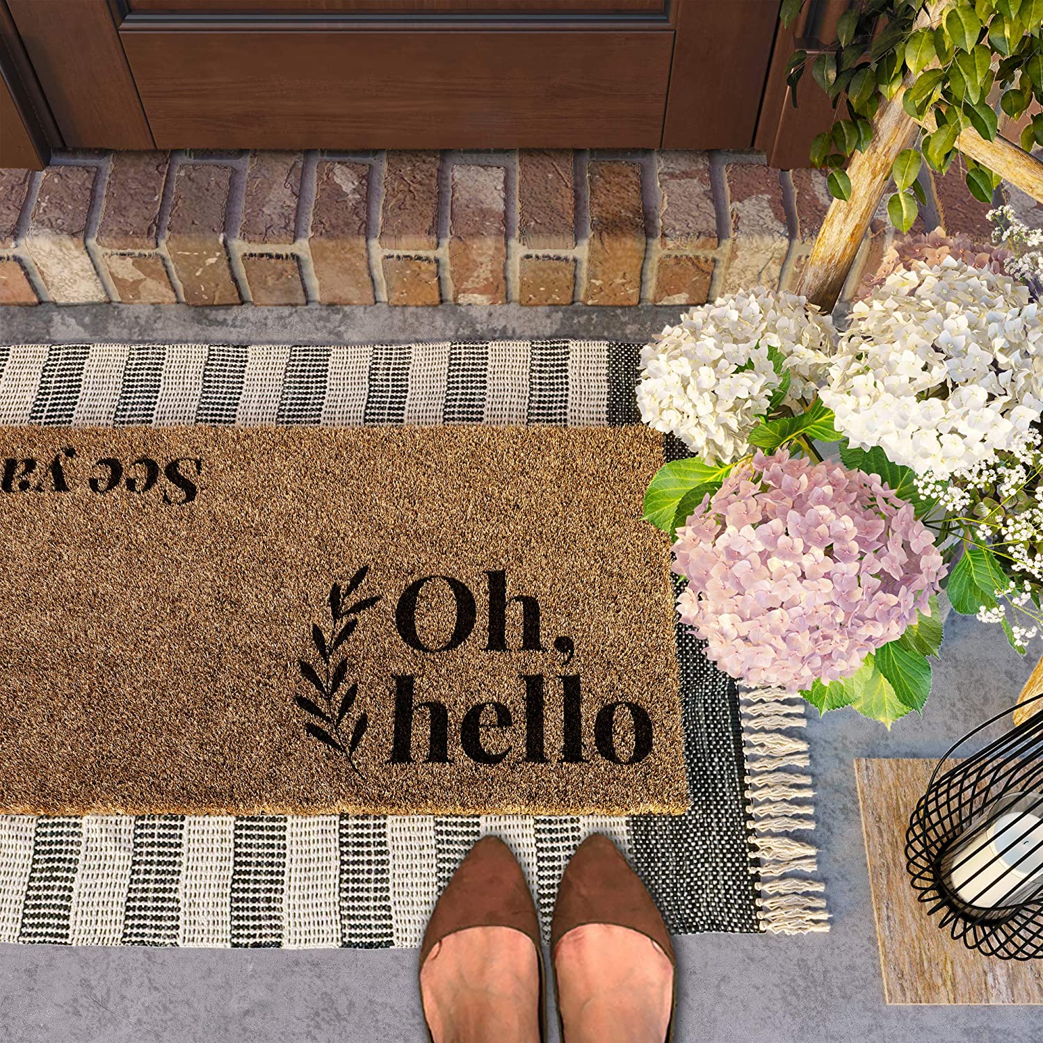 Natural solid color coconut palm doormat