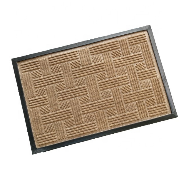 Plaid printed rubber door mat